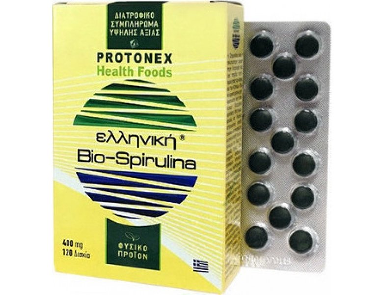 Protonex Health Foods Ελληνική Bio Spirulina 400mg 120δισκία | Dna Pharmacy